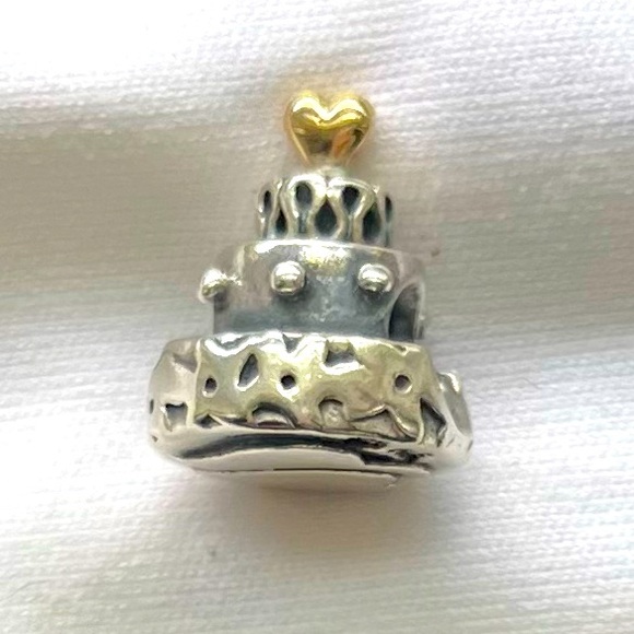 Pandora | Jewelry | Pandora Silver And Gold Cake Charm | Poshmark